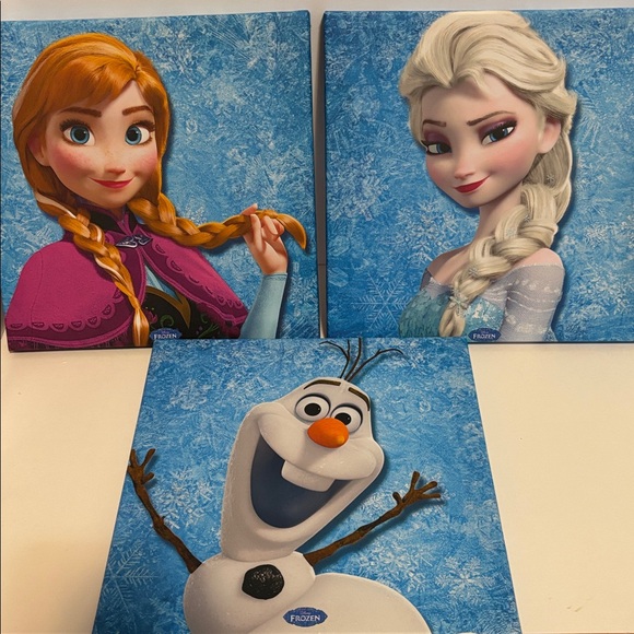Disney | Art | Disney Frozen Canvas Art Trio Elsa Anna And Olaf | Poshmark